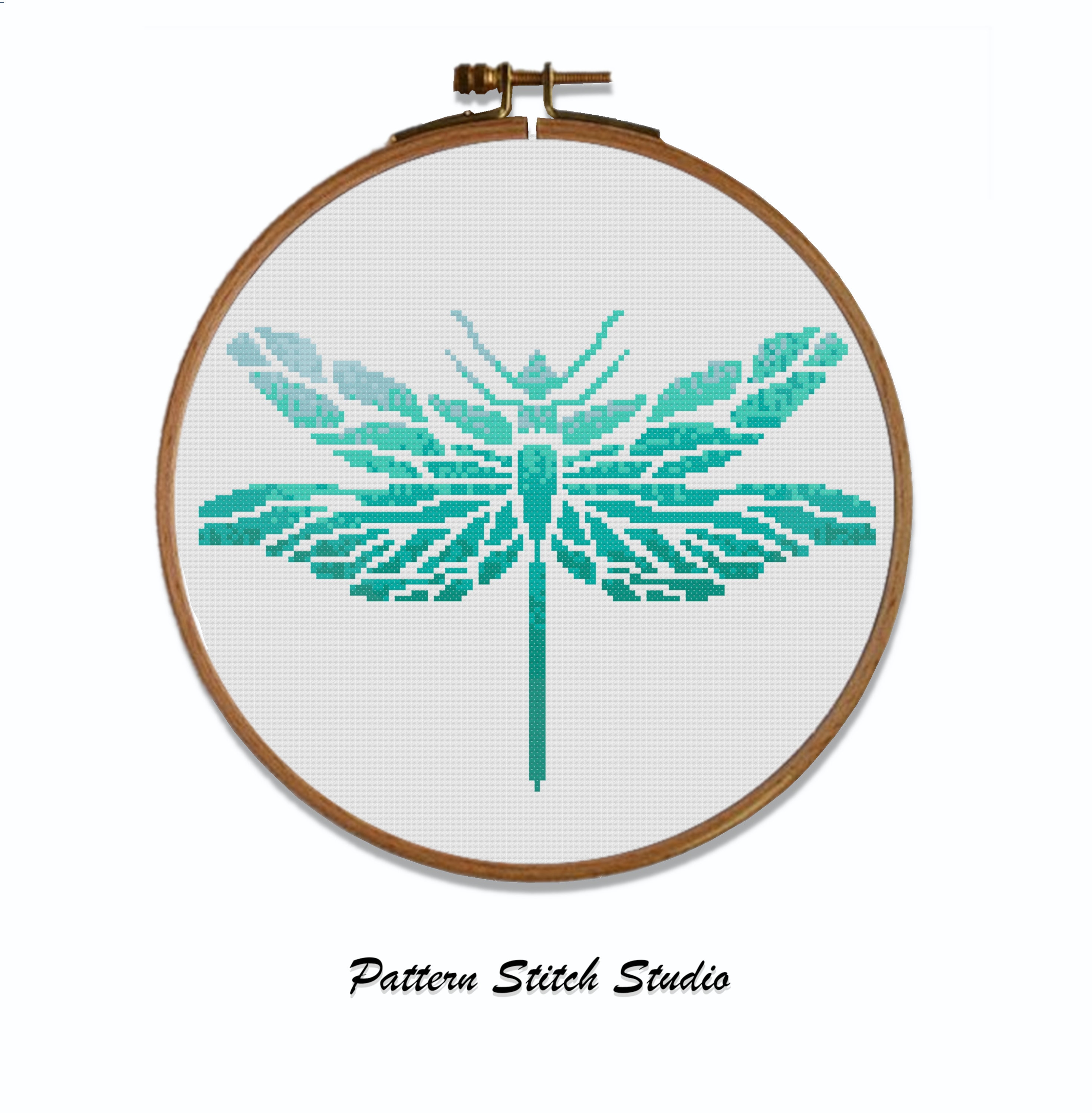 Dragonfly Cross-stitch Pattern in Green Gradients Cross-stitch - Etsy