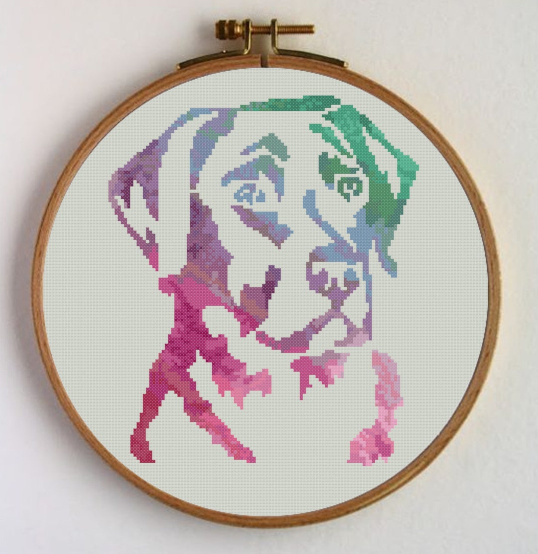 Cross stitch pattern Retriever dog in watercolor. Scheme Retriever dog ...
