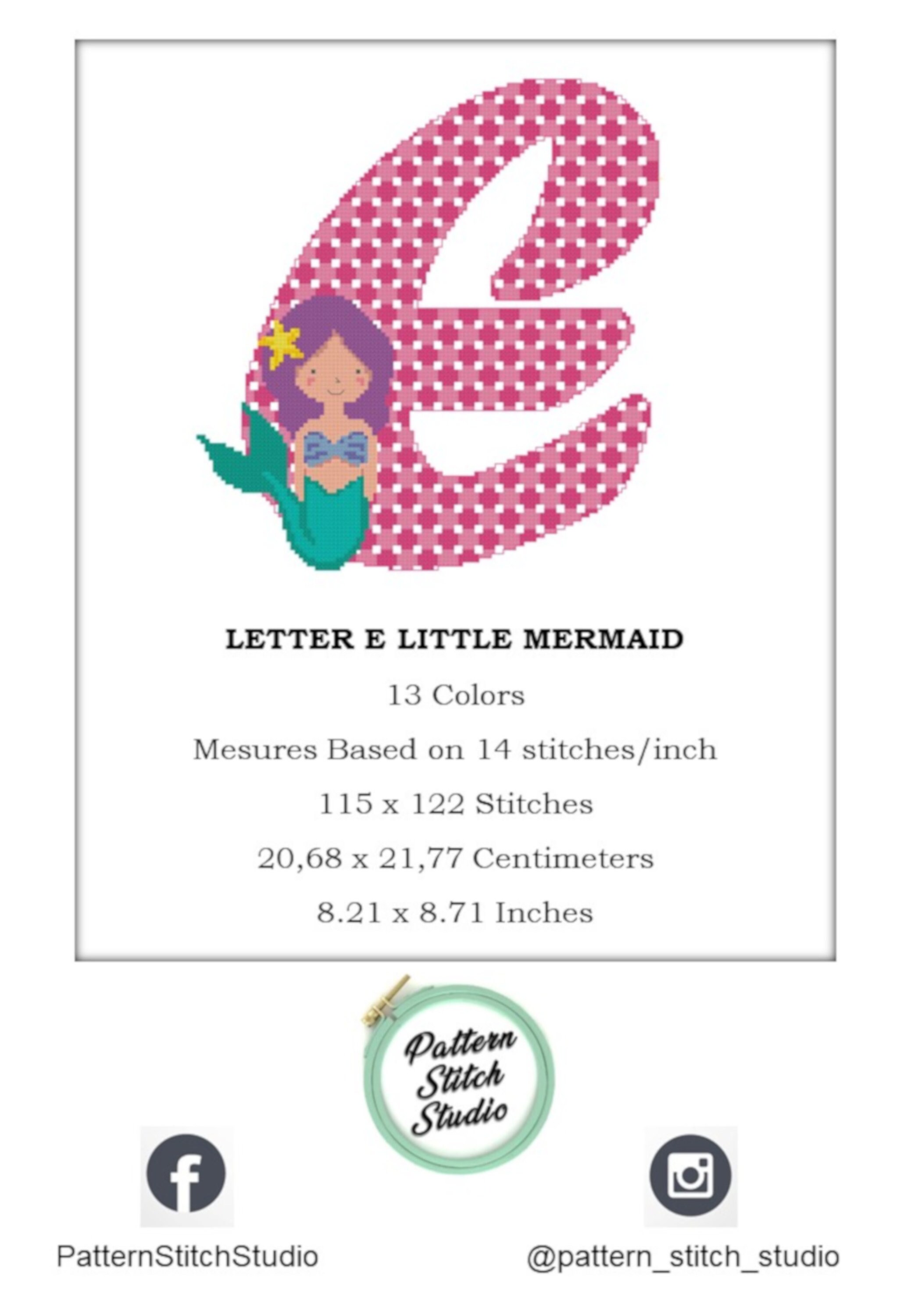 Letter E Cross-stitch Pattern Initial E, Cross-stitch Sirenetta ...