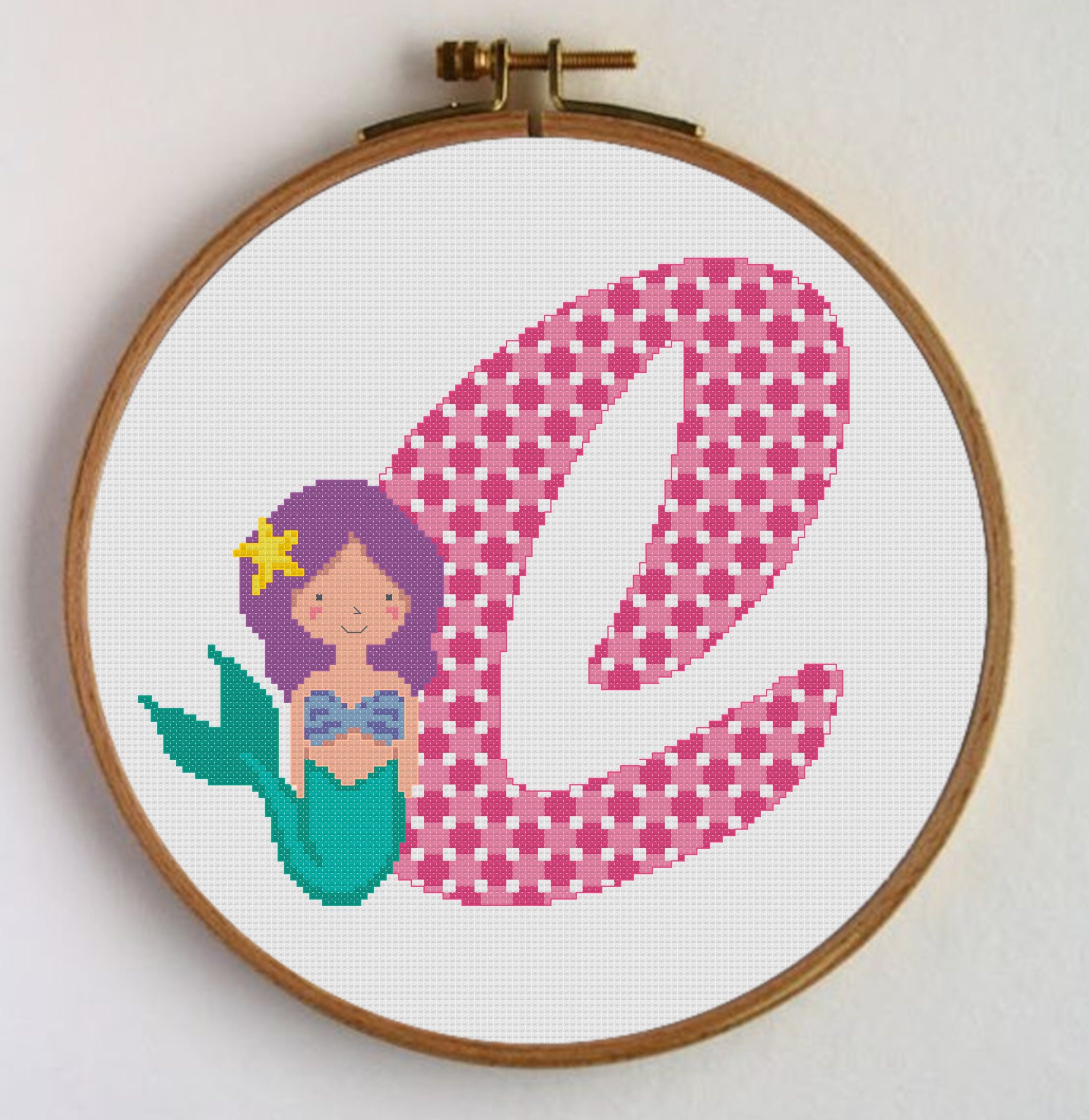 Letter C Cross-stitch pattern Initial C cross-stitch Mermaid - Etsy España