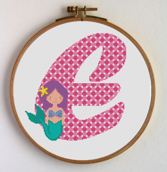 Letter E Cross-stitch Pattern Initial E Cross-stitch | Etsy