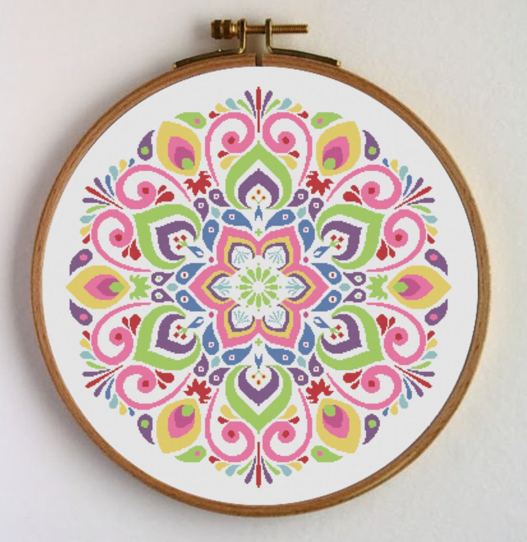 Mandala Cross-stitch Pattern Mandala. Flower Mandala Cross Stitch ...