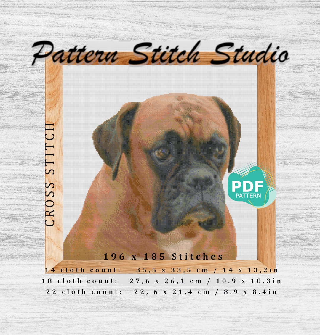 Boxer Cross Stitch Pattern / Dog Boxer Embroidery Pattern / Realistic ...