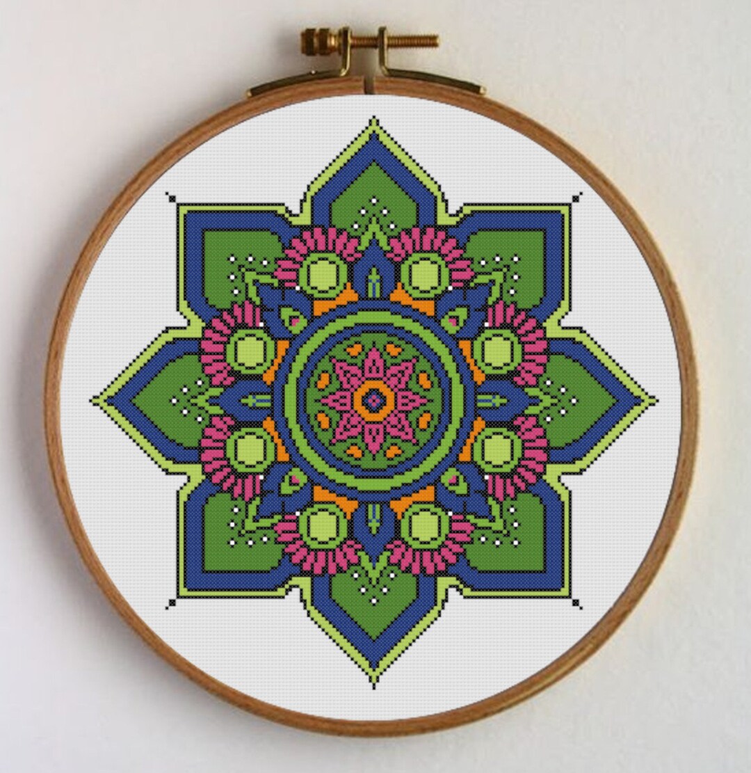 Mandala Flower Cross Stitch Pattern Modern Mandala Cross - Etsy