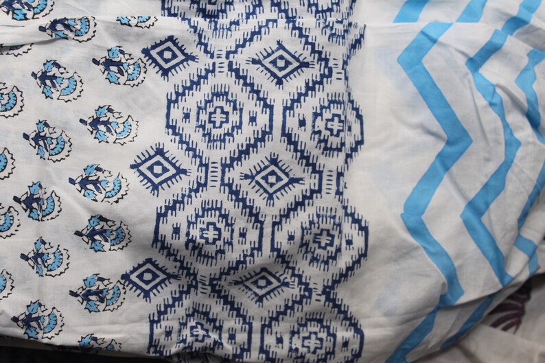 Blue and White Multi Pattern Pjs, Women's Pajamas, Boho Pjs, Bridesmaid ...