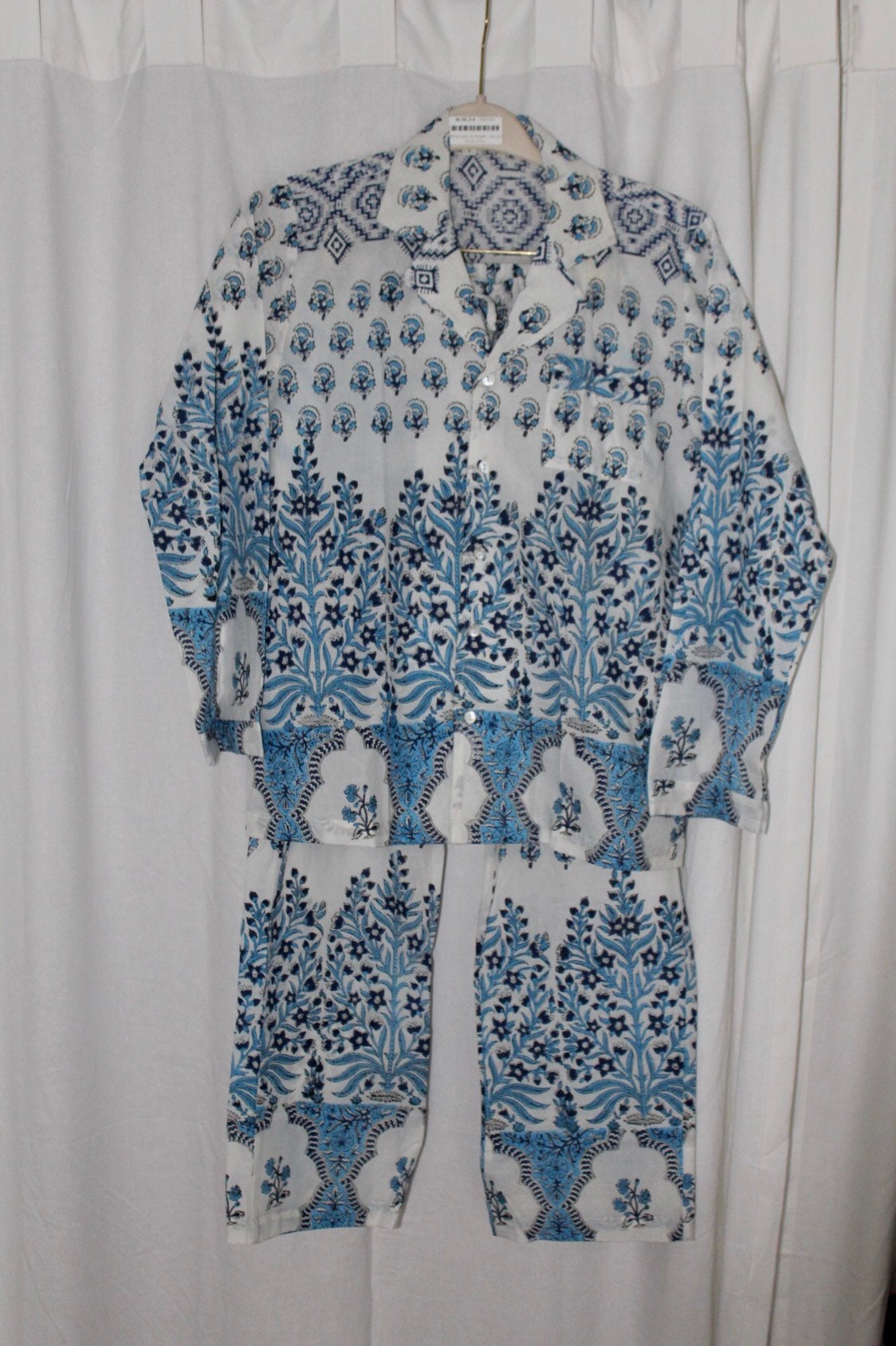 Blue and White Multi Pattern Pjs, Women's Pajamas, Boho Pjs, Bridesmaid ...