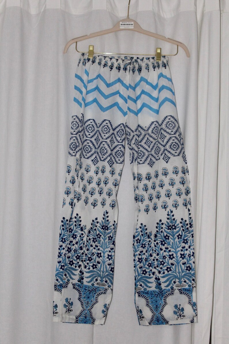 Blue and White Multi Pattern Pjs, Women's Pajamas, Boho Pjs, Bridesmaid ...