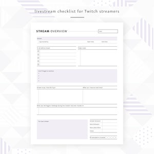 Streamer Checklist A5 A4 Letter Twitch Streaming Checklist - Etsy Canada
