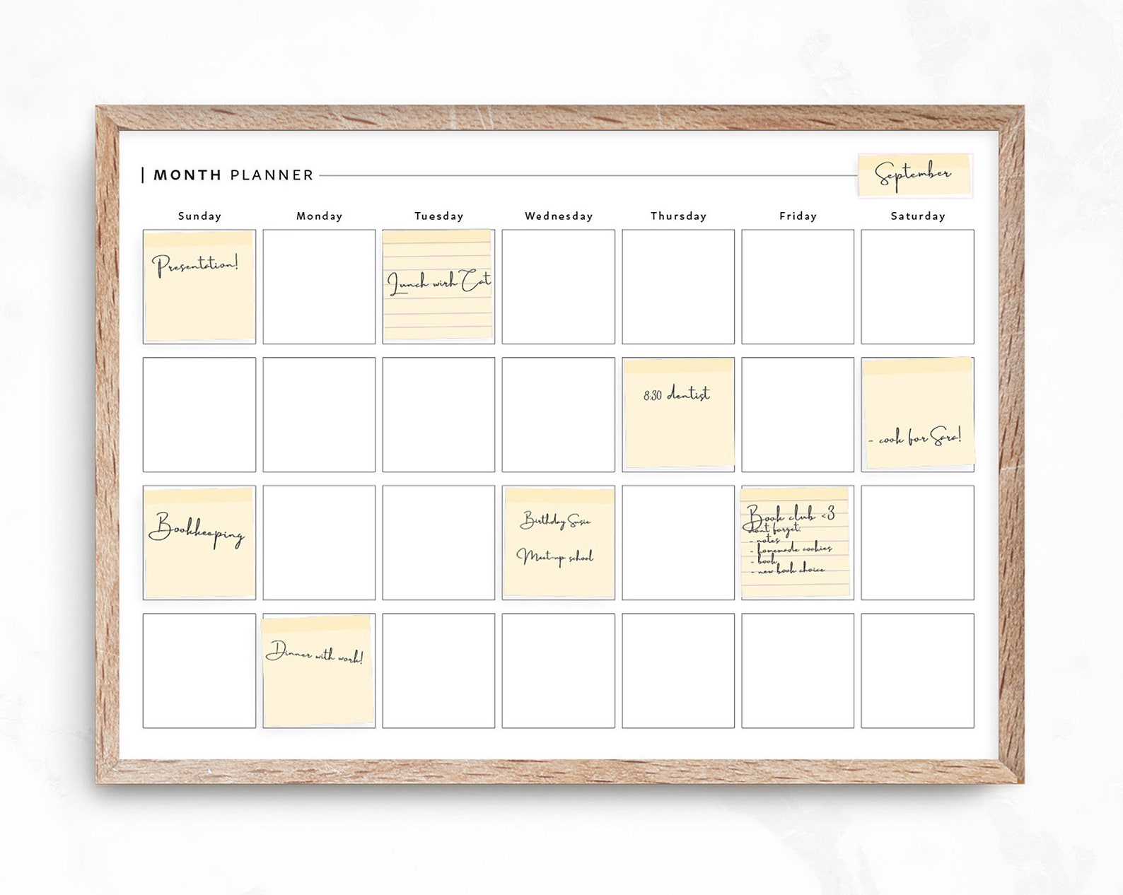 Sticky Note Month Planner A2 Size Reusable Life Planner | Etsy