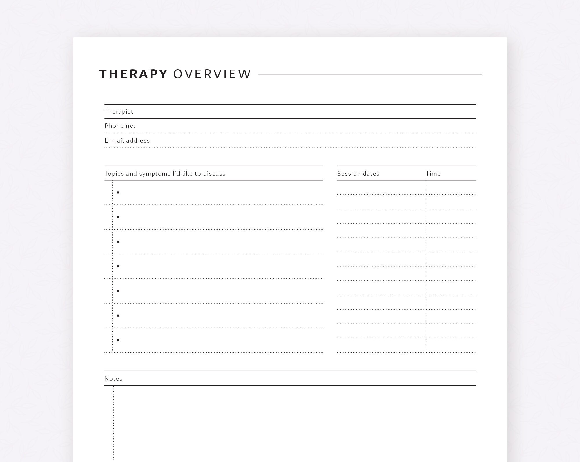 Therapy Notes Mental Health Selfcare Mindfullness Progress | Etsy