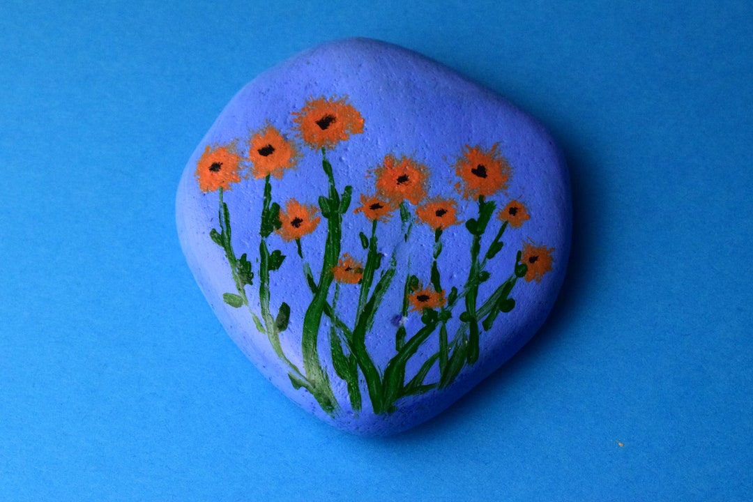 Hand Painted Sea Rock, Hand Painted Pebble, Floral Stones, Summer ...