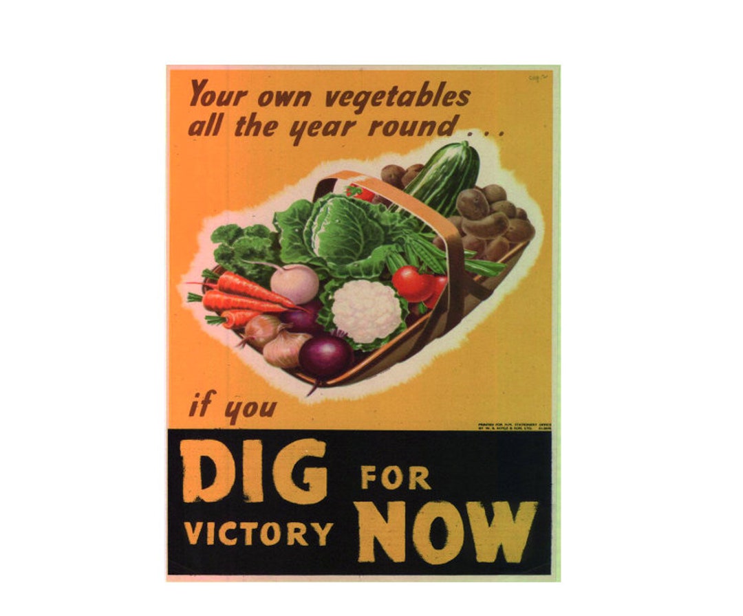 Veg Dig for Victory Now Ww2 Poster Vintage Style Metal - Etsy