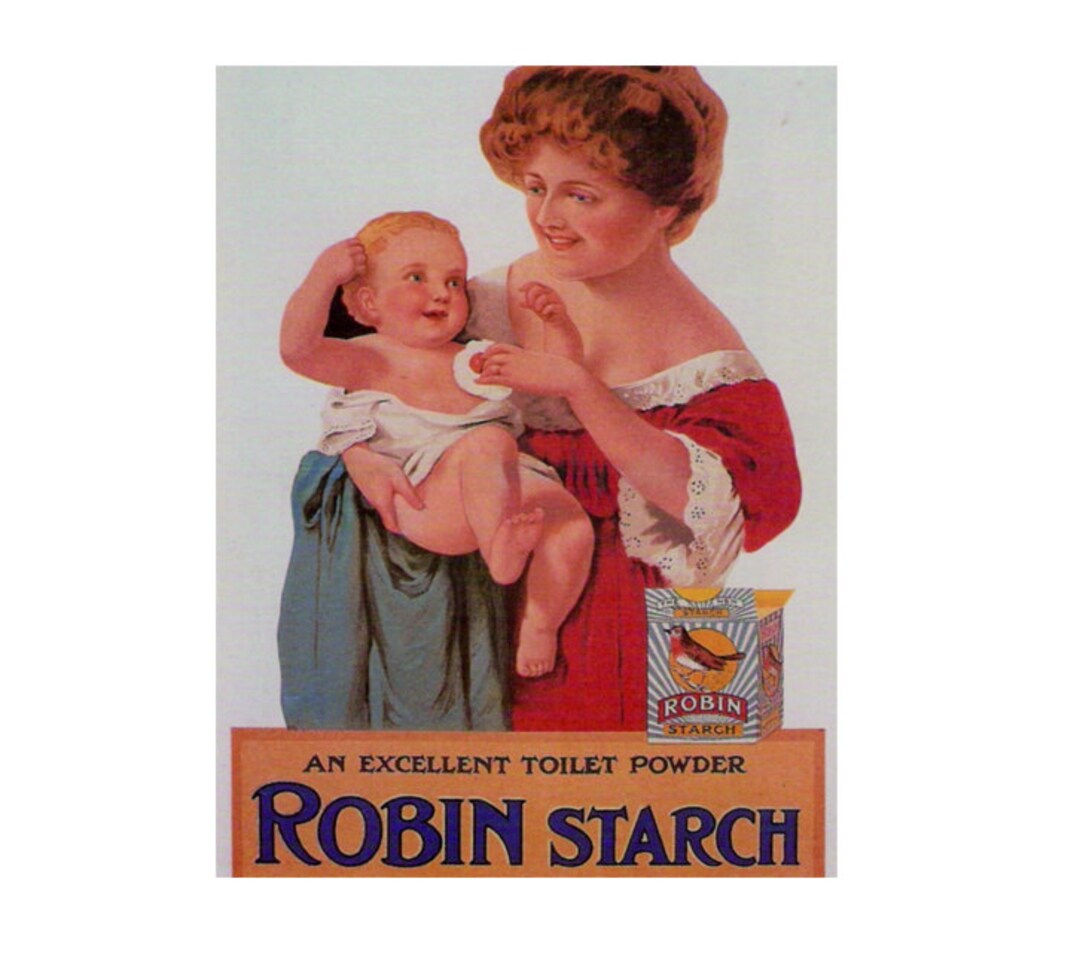 An Excellent Toilet Powder Robin Starch Vintage Style Metal Advertising ...