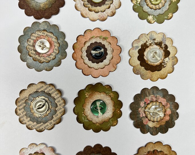 Paper Button Medallions Ephemera for Journaling, Handmade Books, Paper ...