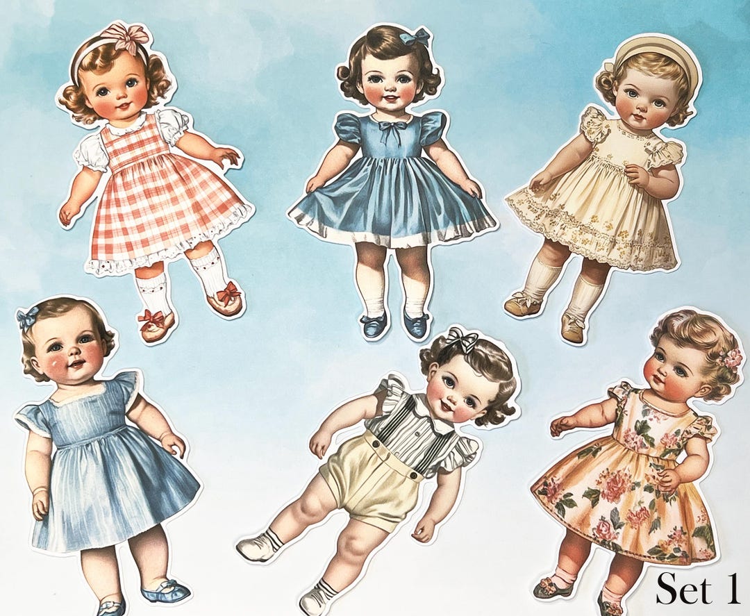 Vintage Style Baby Paper Dolls - 5 Inch Fussy Cut Ephemera, Set of 6 - Etsy