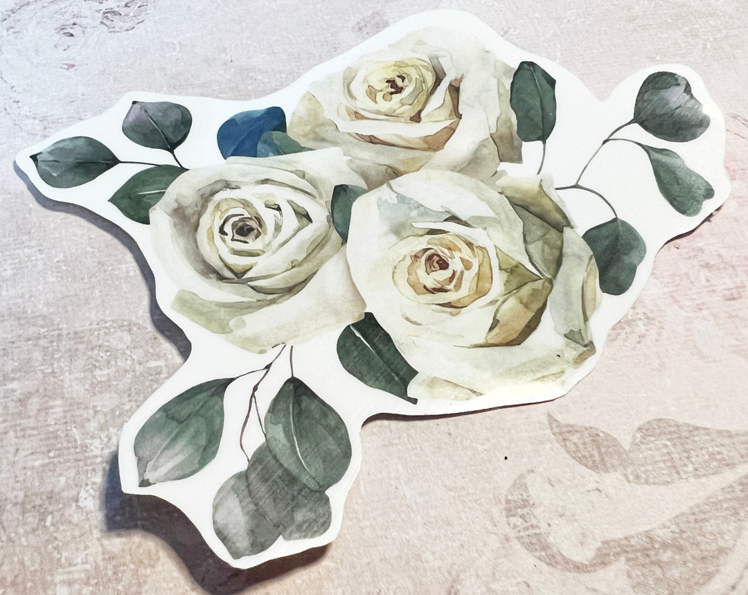 Stickers, Floral Designs Set 4, Flower Stickers, Red Rose, White Roses ...