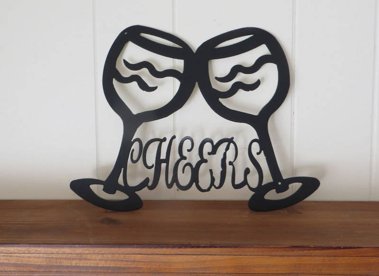 Cheers CNC Custom Plasma Cut Metal Art Wall Hanging With Wine Glasses ...