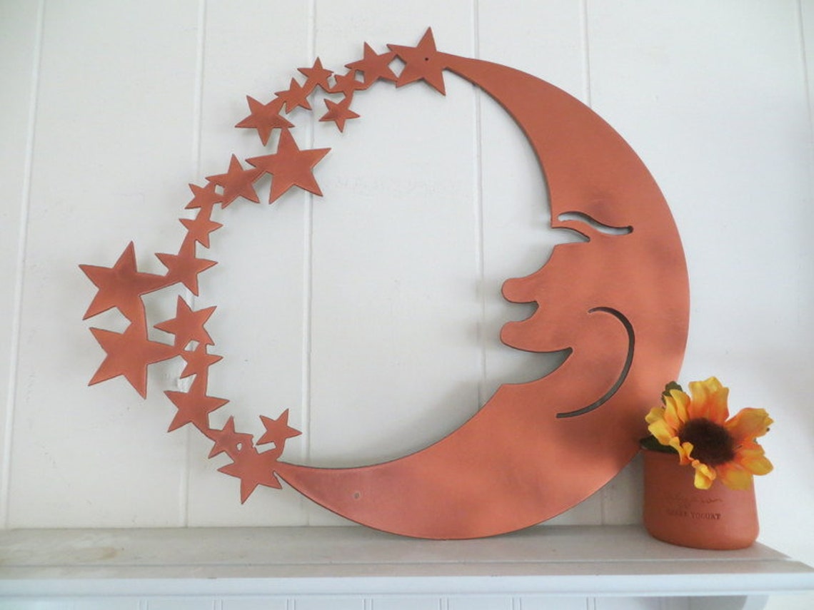 CNC Custom Plasma Cut Half Moon and Stars Metal Art Sign, Nursery Gift ...