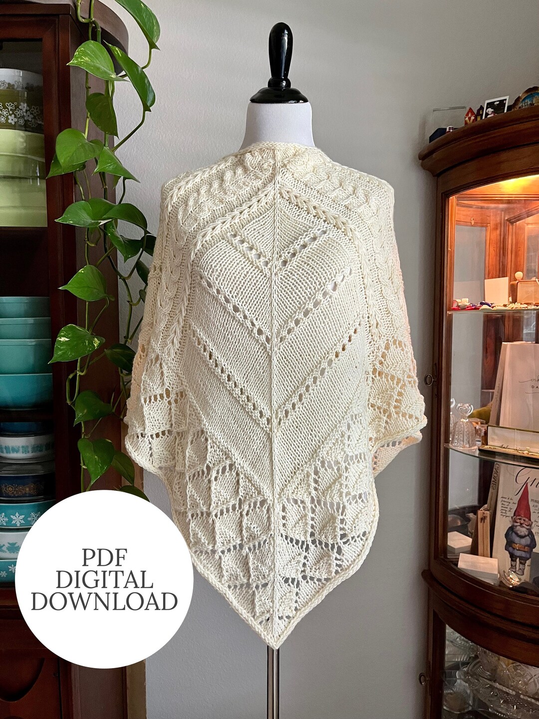 Fallstreak Shawl Knitting Pattern - Eyelet Cable Lace (PDF Pattern) - Etsy