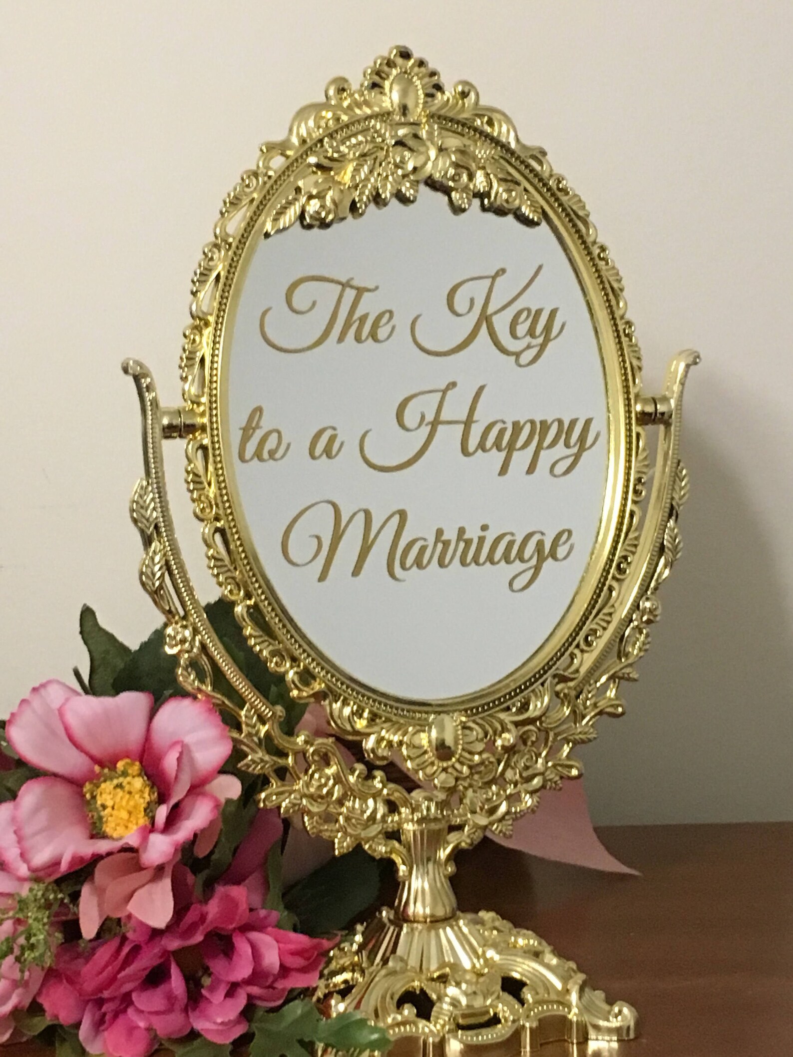 Mirror With Decal Inscription/the Key to a Happy | Etsy