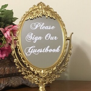 Ornate Mirror With Decal Inscription/please Sign Our Guestbook - Etsy