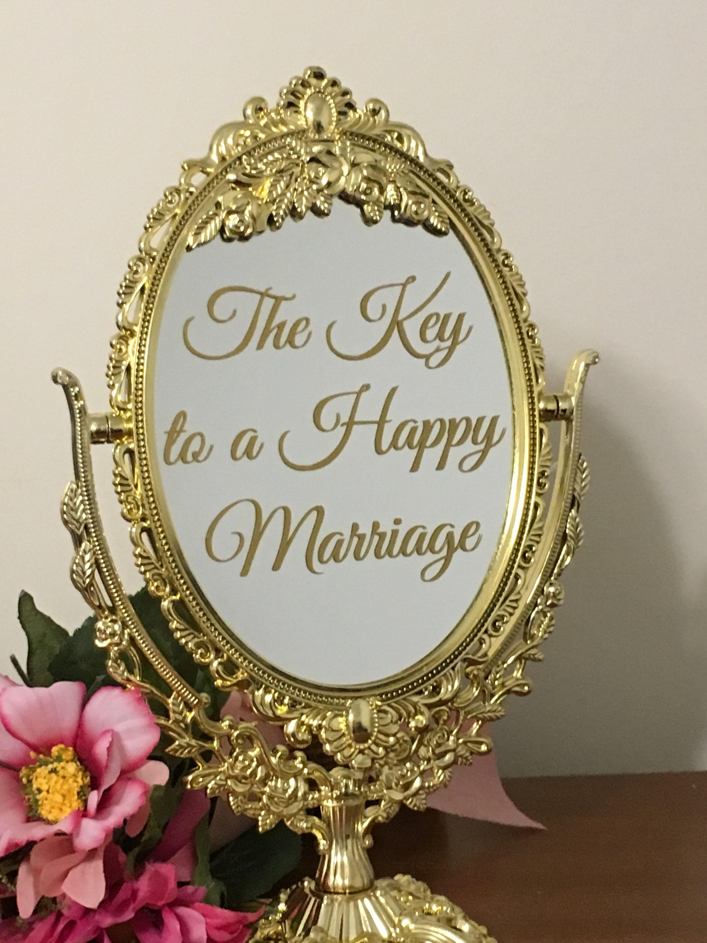 Mirror With Decal Inscription/the Key to a Happy | Etsy