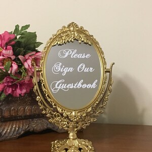 Ornate Mirror With Decal Inscription/please Sign Our Guestbook - Etsy