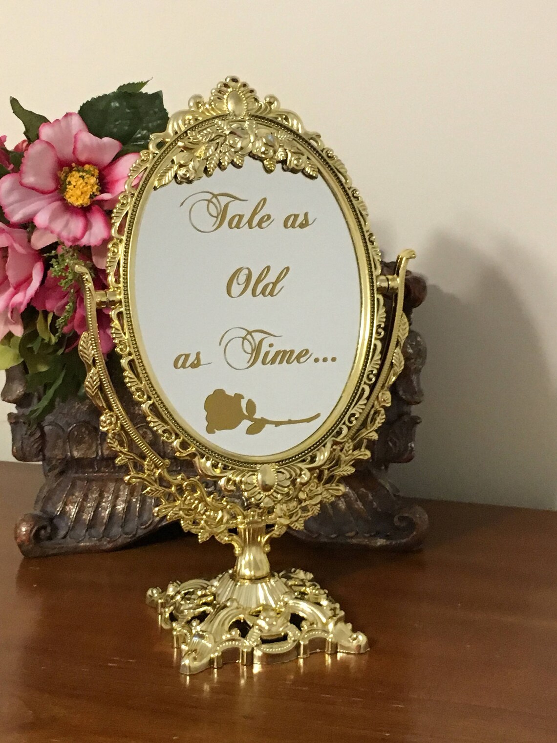 Ornate Mirror With Decal Inscription/tale as Old as - Etsy