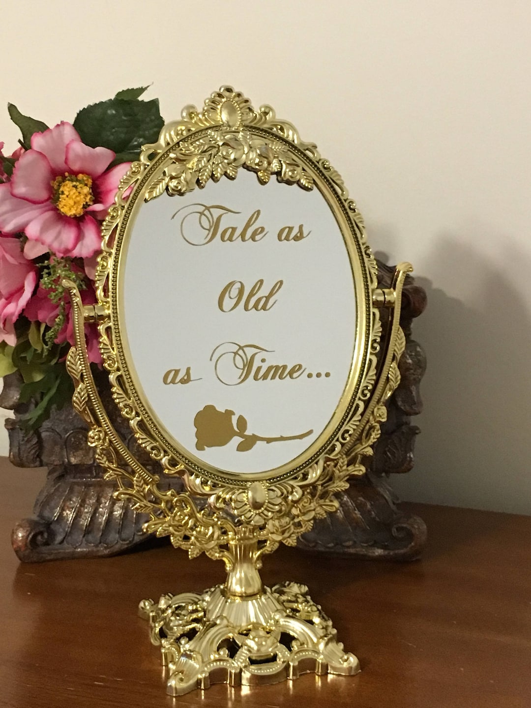Ornate Mirror With Decal Inscription/tale as Old as Time/fairytale ...