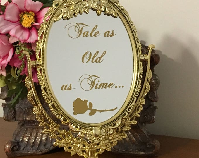 Ornate Mirror With Decal Inscription/tale as Old as Time/fairytale ...