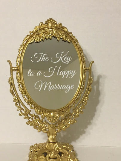 Mirror With Decal Inscription/the Key to a Happy | Etsy