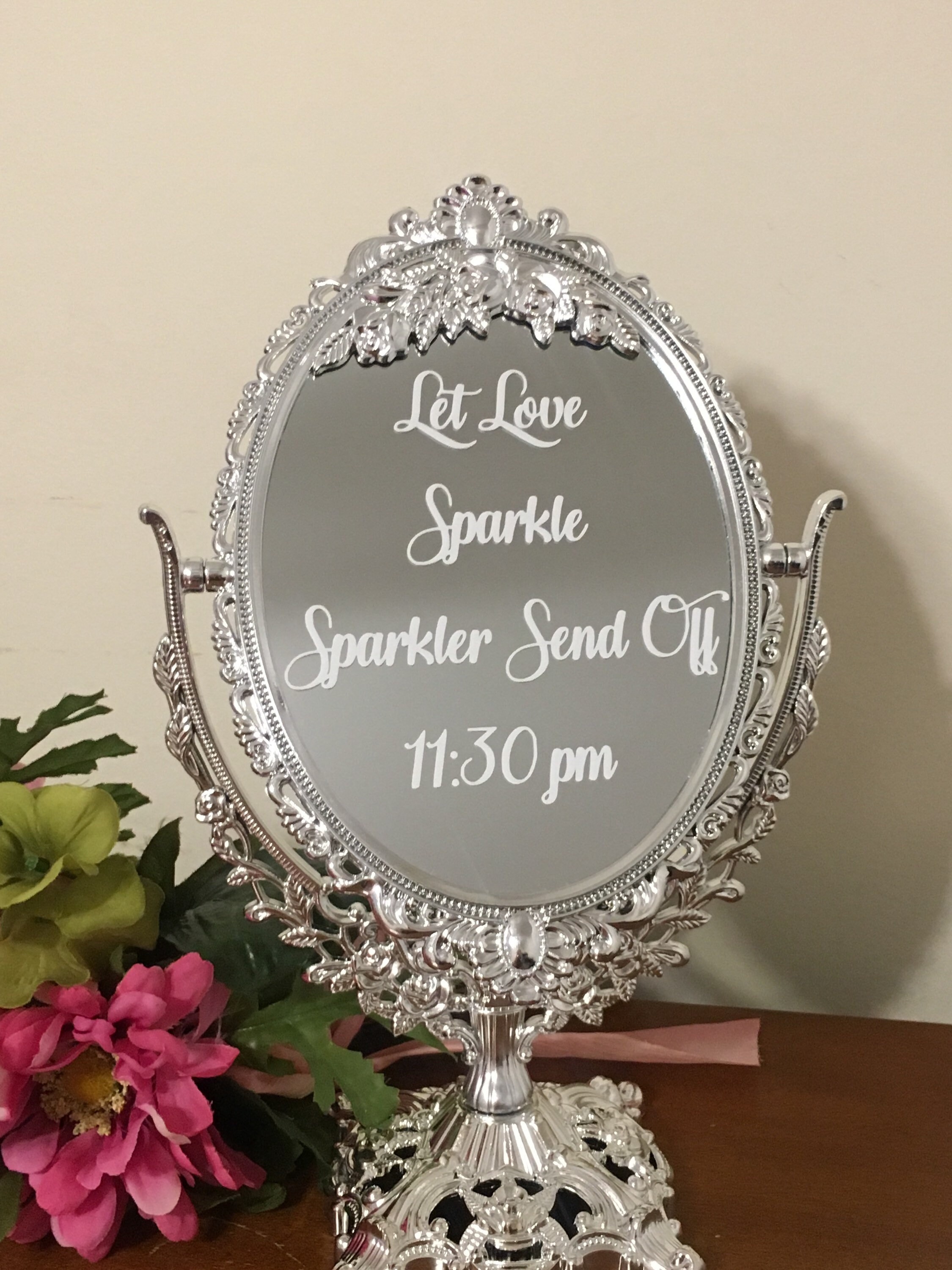 Mirror with decal inscription/Sparkler send off/Wedding escort | Etsy
