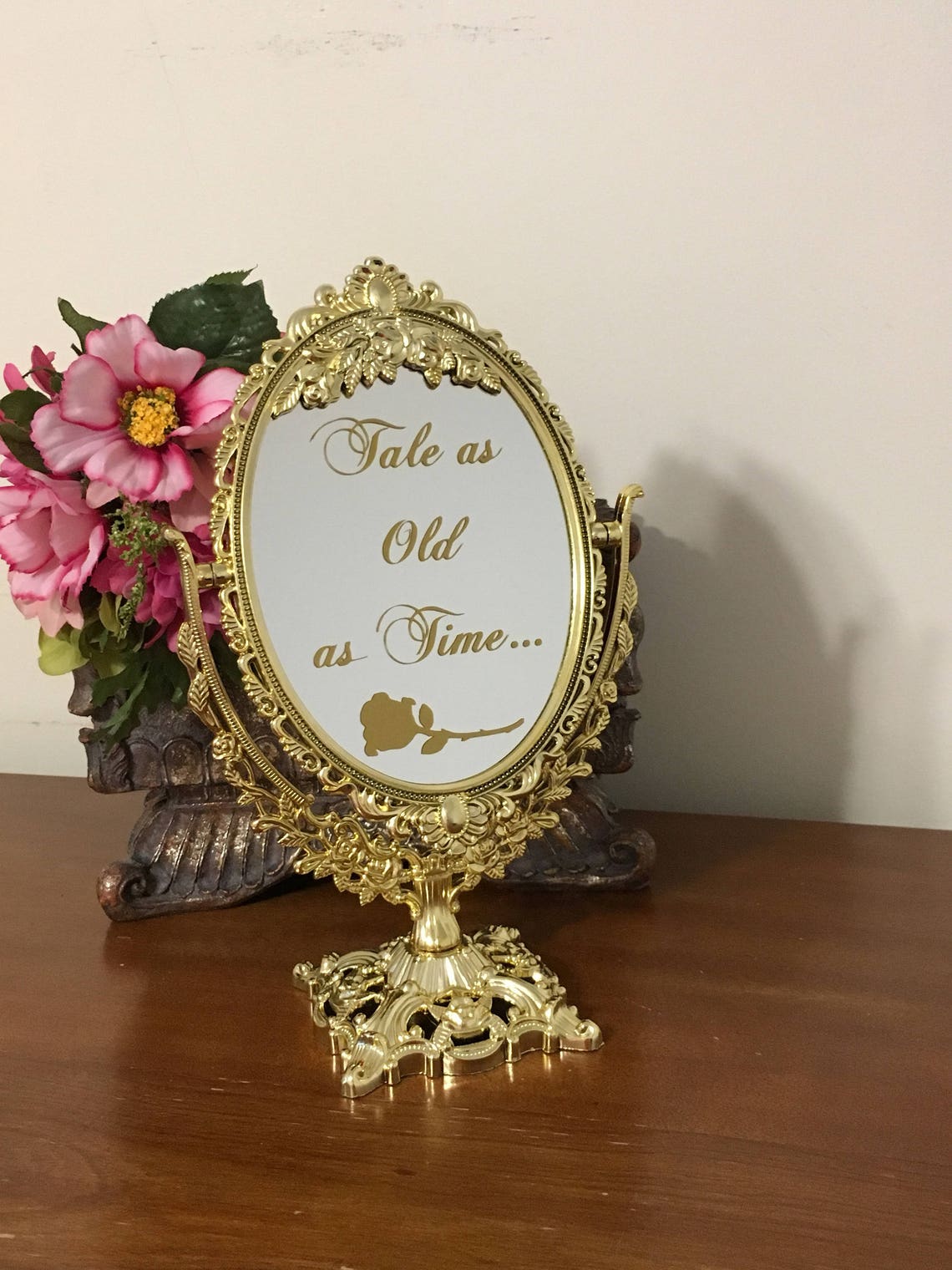 Ornate Mirror With Decal Inscription/tale as Old as - Etsy