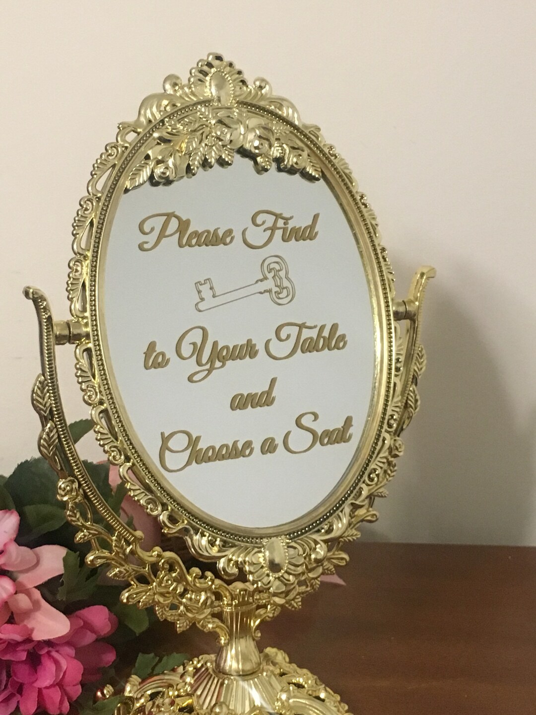 Mirror With Decal Inscription/please Find the Key to Your Table and ...