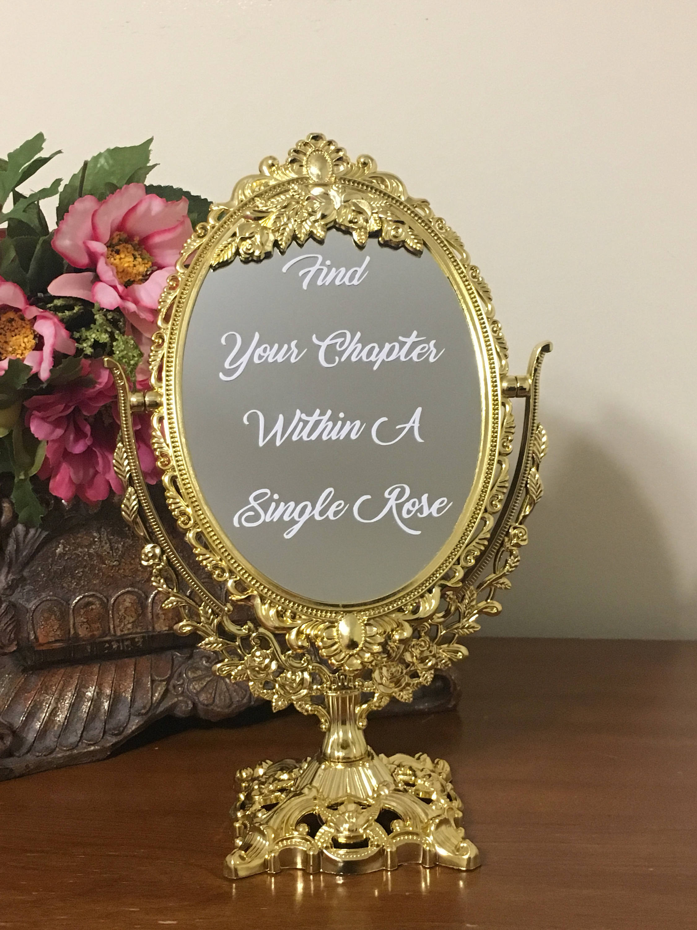 Mirror with decal inscription/Find your chapter wihin a single | Etsy