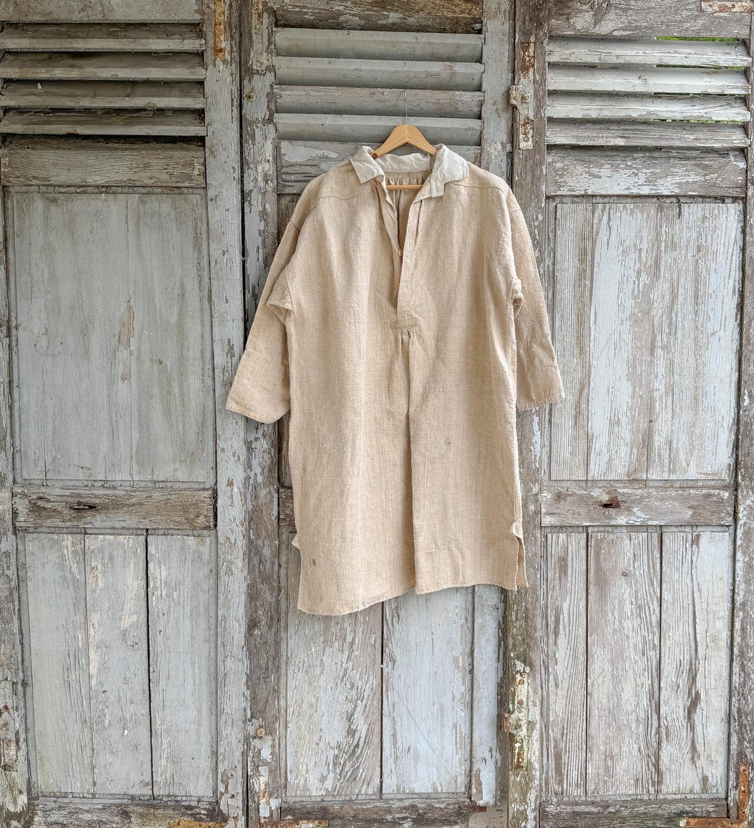 French Chore Shirt, Antique Rustic Work Shirt, Biaude 1890s - 1900s ...