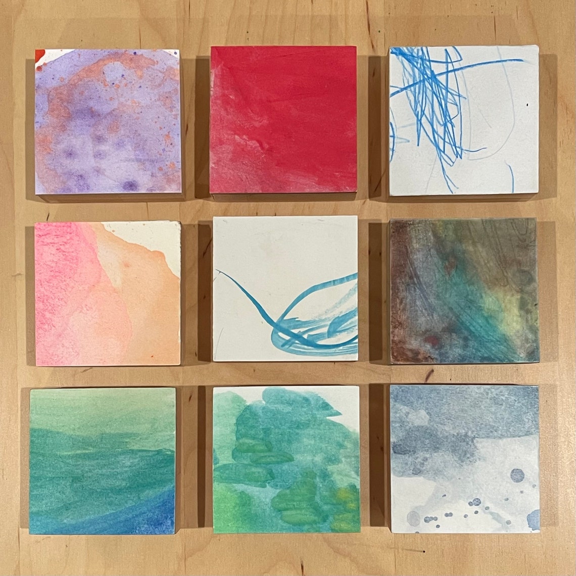 Upcycled Art Block Abstract Kids Art Small Art Piece Home Decor ...