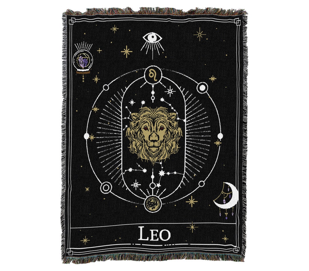 Leo Horoscope Tarot Card, Constellation Pattern, Textured Woven Throw ...