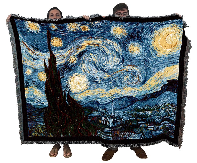 Starry Night Woven Tapestry Throw Blanket by Vincent Van Gogh | Etsy