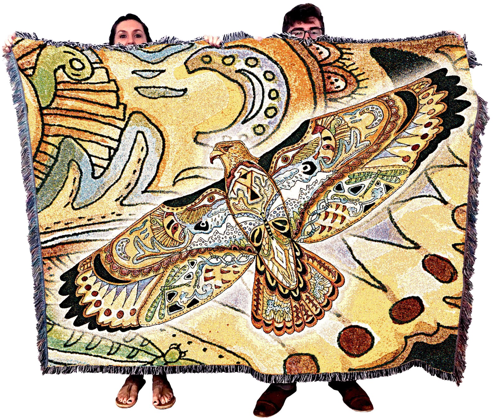 Hawk Woven Tapestry Blanket Native American Inspired Pacific | Etsy