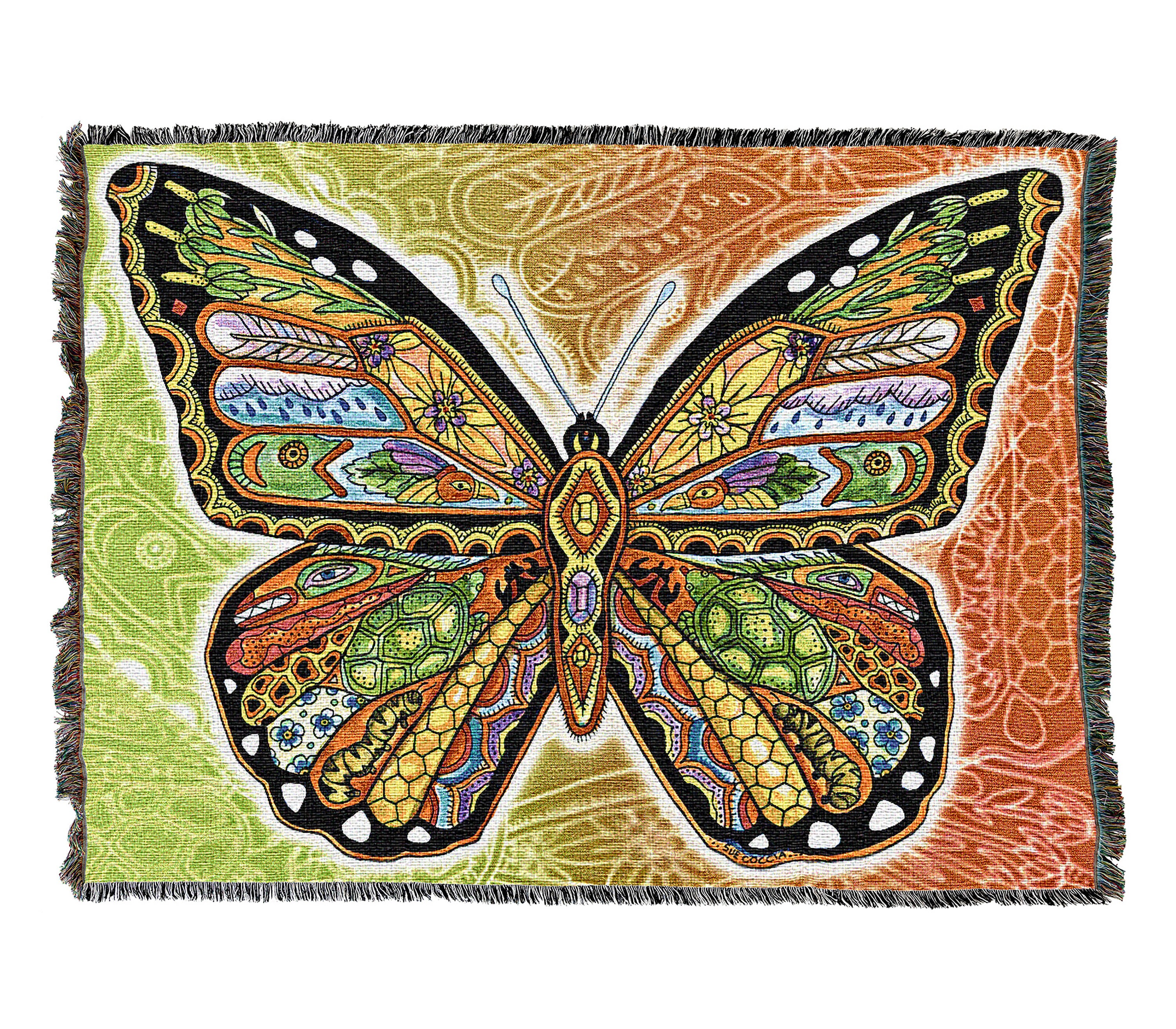 Monarch Butterfly Woven Tapestry Blanket, Native American Inspired, by ...