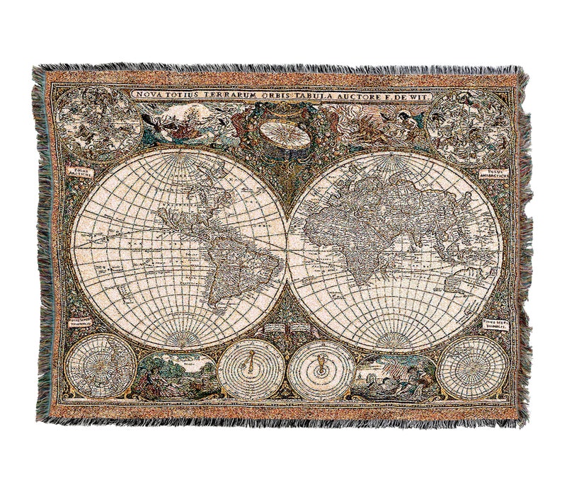 Old World Antique Map Woven Tapestry Throw Blanket Large Soft - Etsy