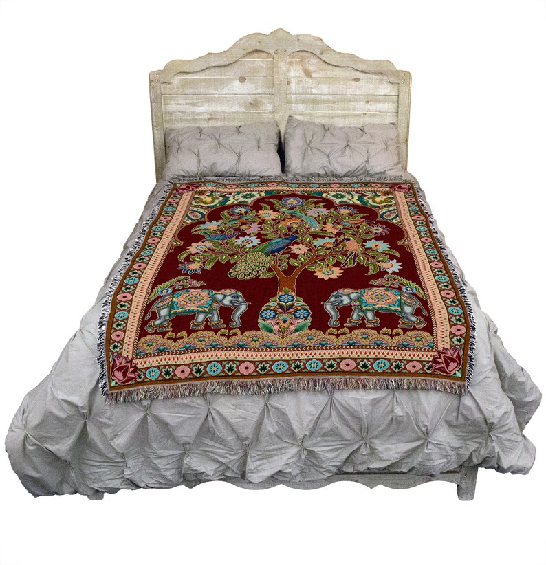 Asian Elephants Woven Tapestry Throw Blanket Large Soft - Etsy