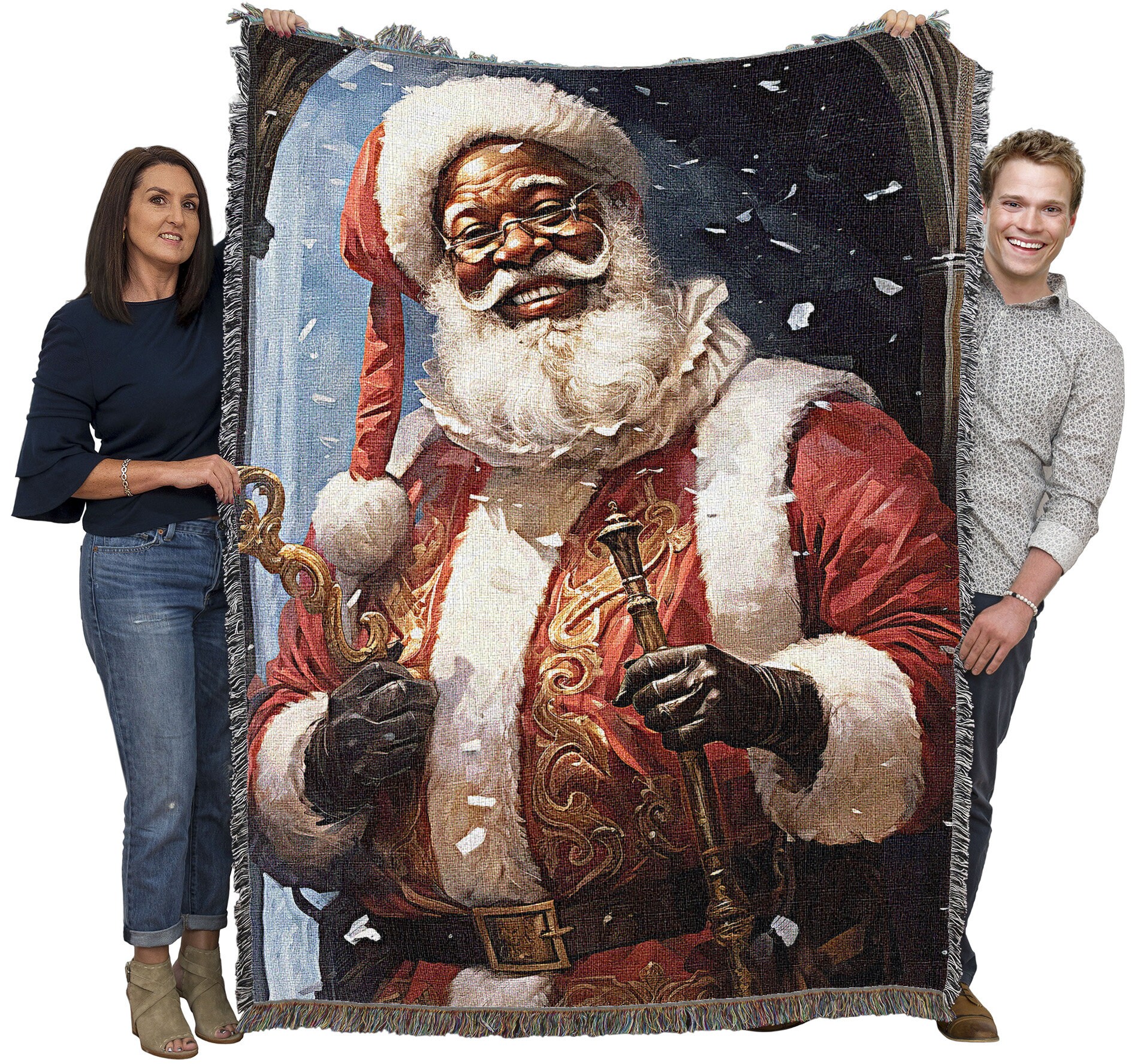 Jolly Santa - Imagine It Images - Cotton Woven Blanket Throw - Made in ...