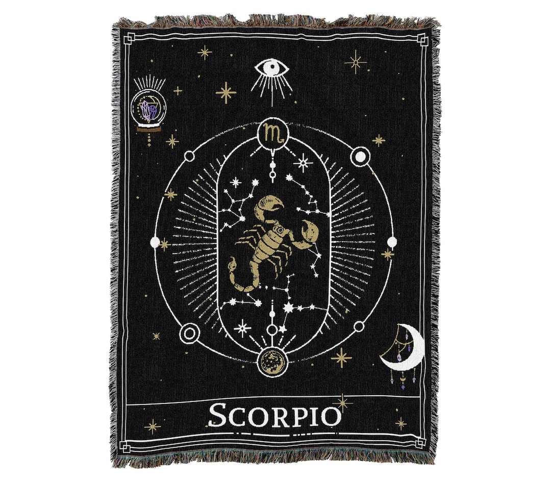 Scorpio Horoscope Tarot Card Constellation Pattern Textured Woven