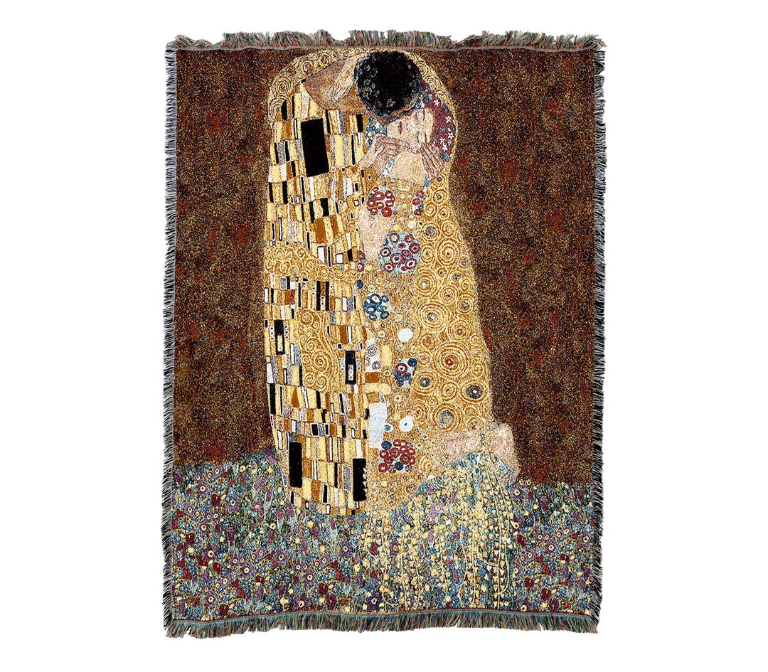 The Kiss - Gustav Klimt - Cotton Woven Blanket Throw - Made in the USA ...