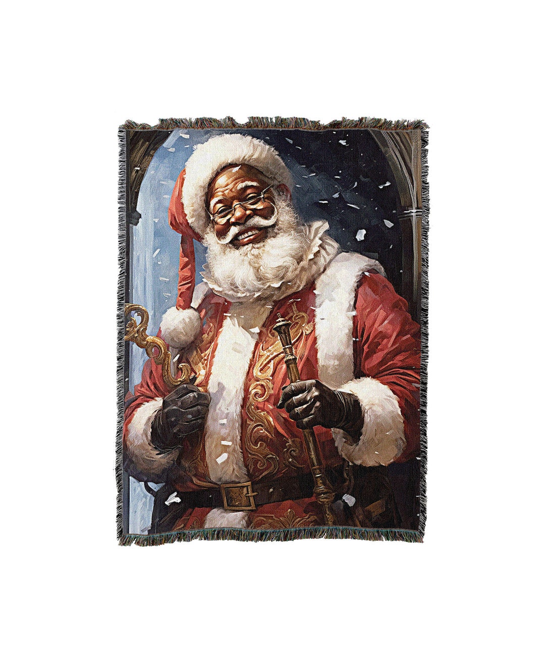 Jolly Santa - Imagine It Images - Cotton Woven Blanket Throw - Made in ...