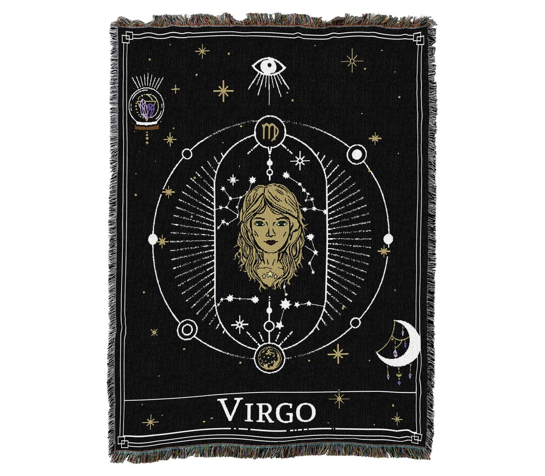 Virgo Horoscope Tarot Card, Constellation Pattern, Textured Woven Throw ...