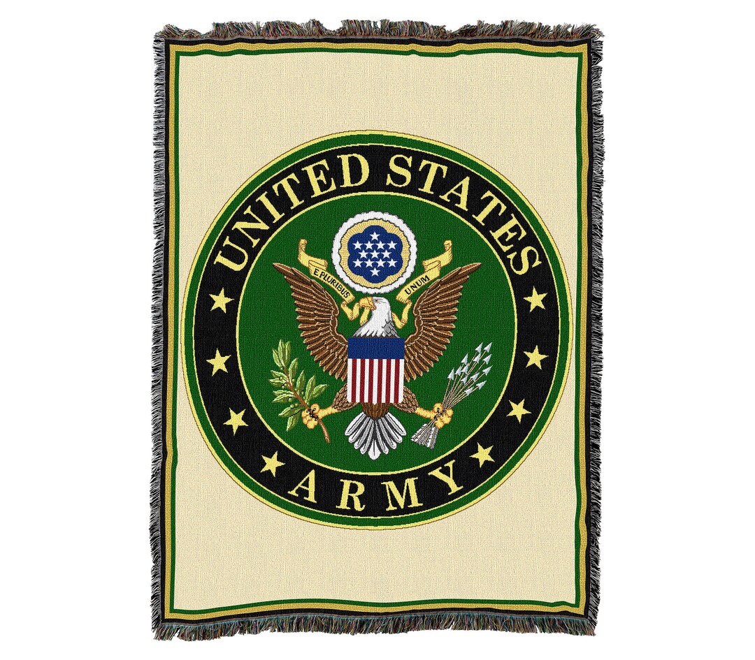 US Army -military Service Mark Seal - Cotton Woven Blanket Throw - Made ...