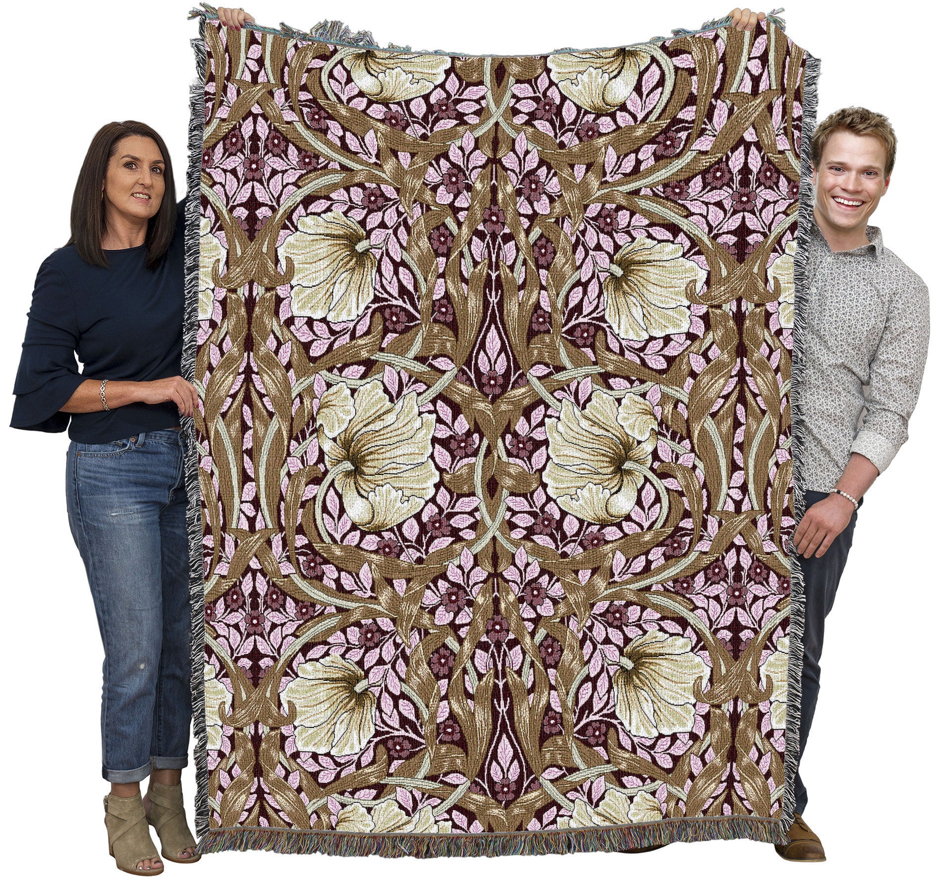 Pimpernel Raspberry Arts and Crafts by William Morris Blanket Throw ...